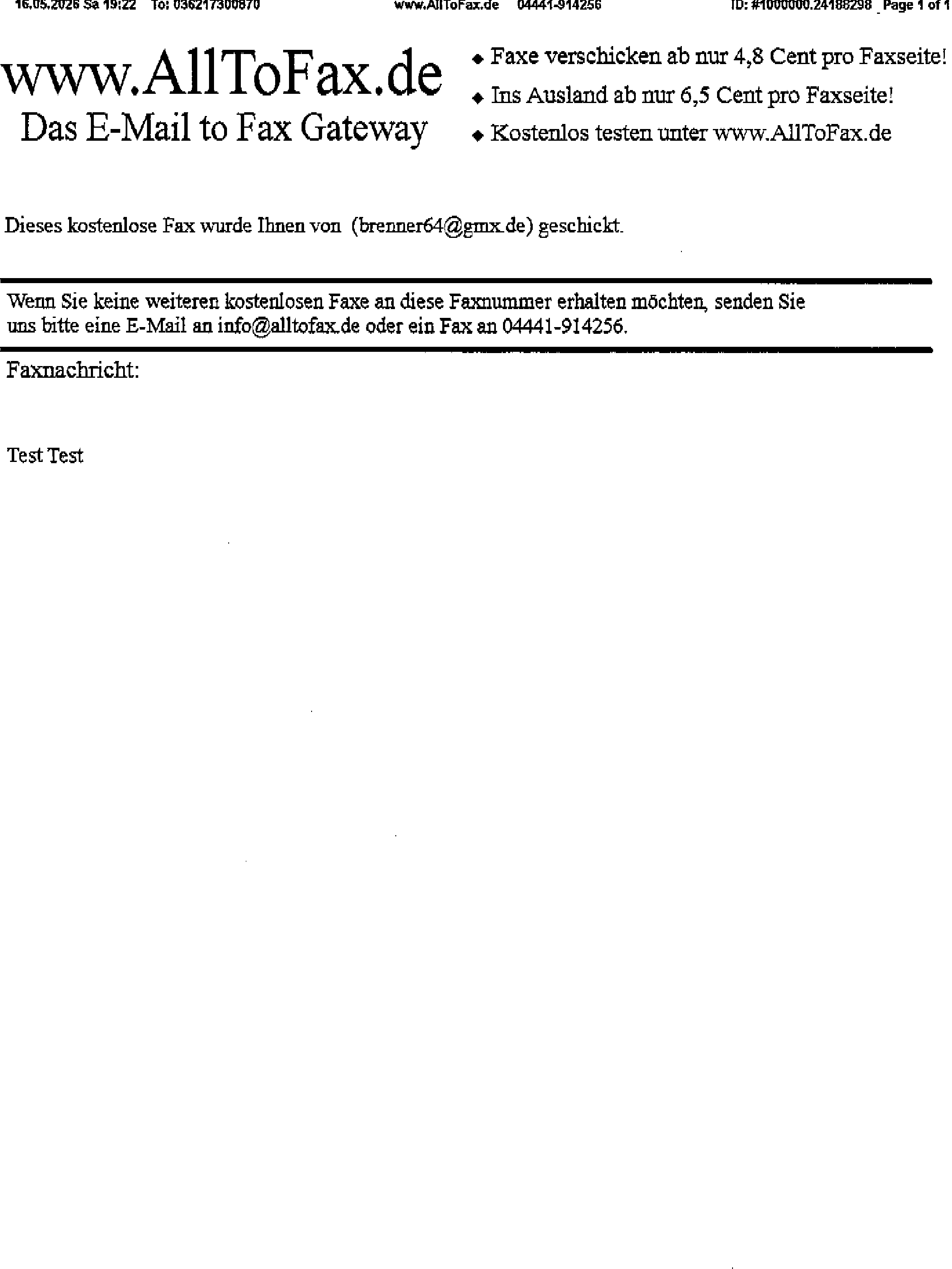 Fax vom 2026-05-16 19:47 – Faxgerät testen: Einfach ein Fax senden und ...